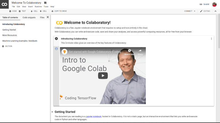 Google Colab - pythonowy obszar roboczy w chmurze